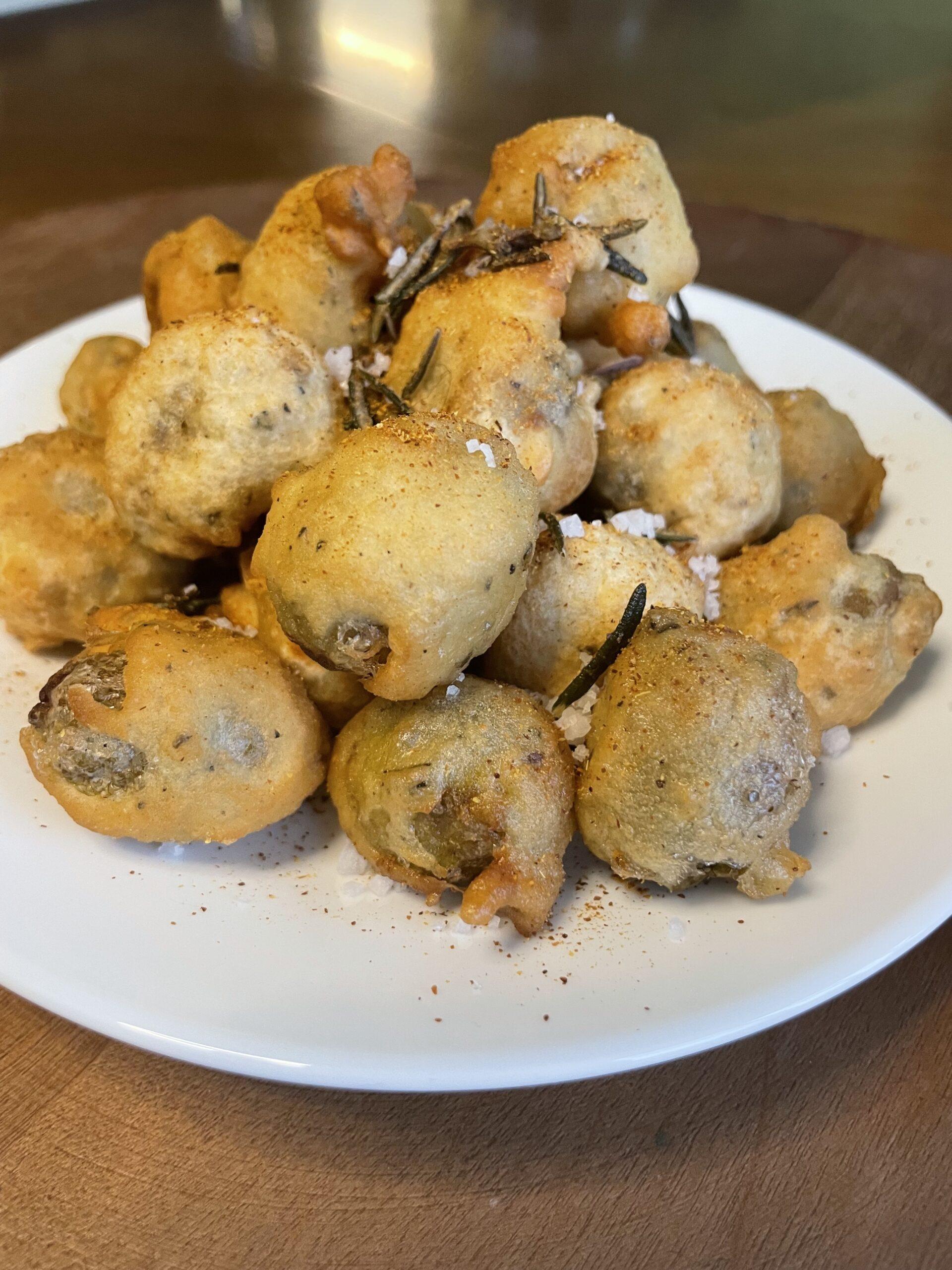 Crispy Rosemary Battered Olives • Bite Me The Show About Edibles